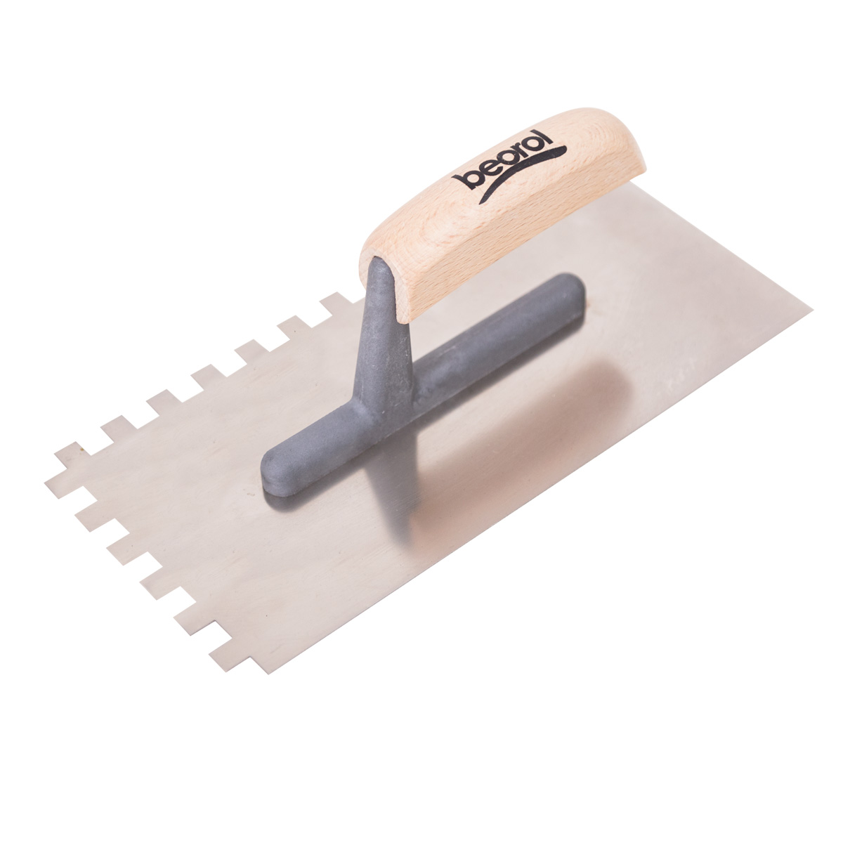 Plastering trowel, stainless steel, wooden handle 10x10mm GRNDM10 ...