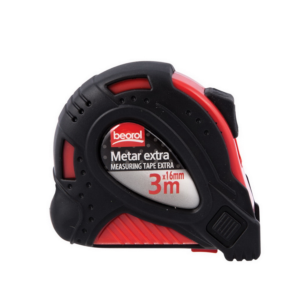 Steel measuring tape 10ft/ 3m, red body/black cover M3E | Beorol d.o.o